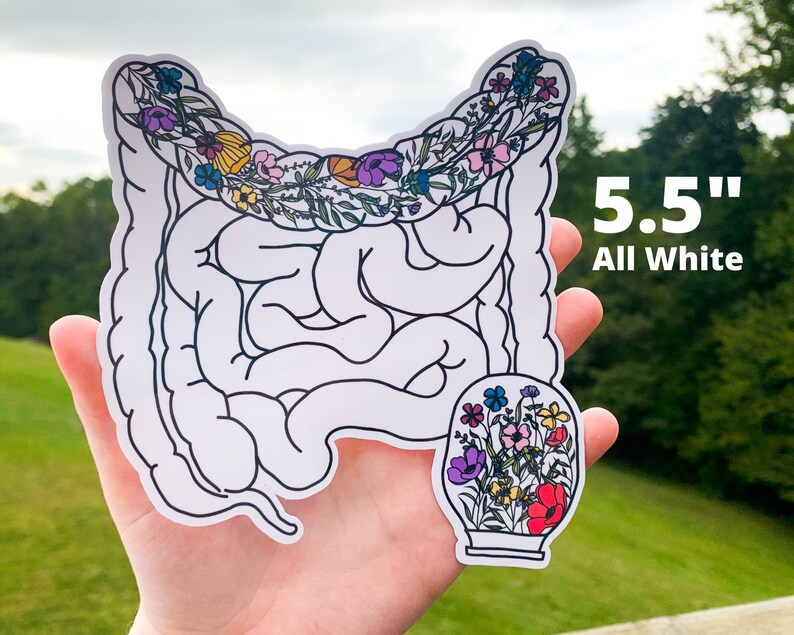 Ostomy Sticker, Floral Anatomy Intestines With Ostomy Bag Awareness ...