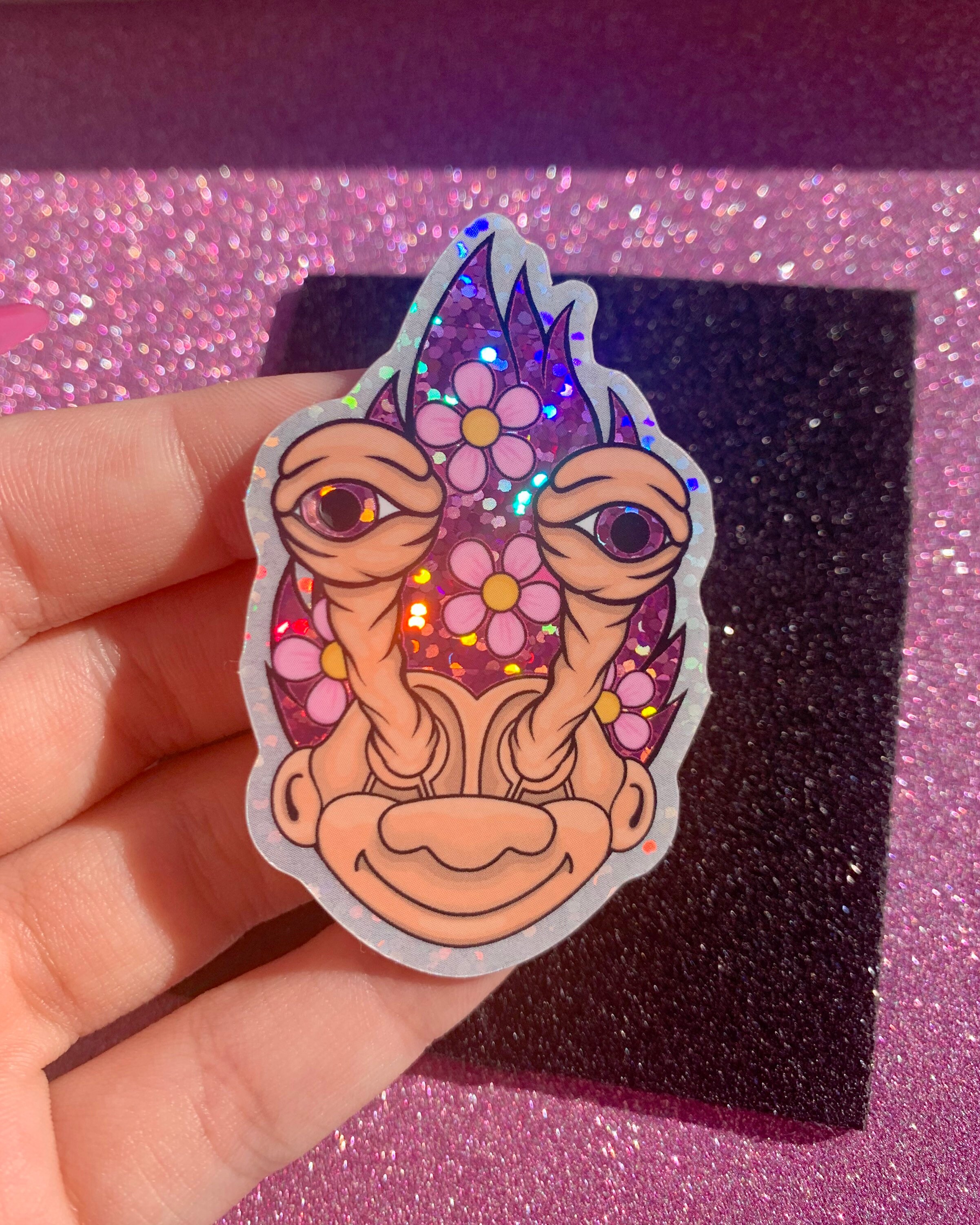 Holographic glitter creepy trippy horror troll doll 90s | Etsy