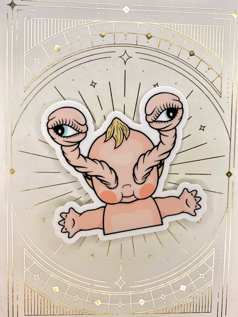 Horror Halloween creepy & cute trippy kewpie doll matte vinyl | Etsy