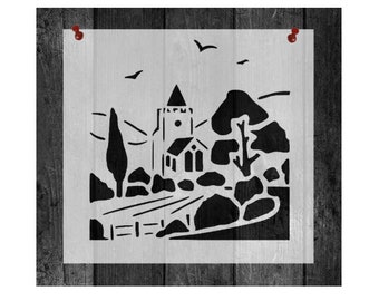 Church stencil | Etsy