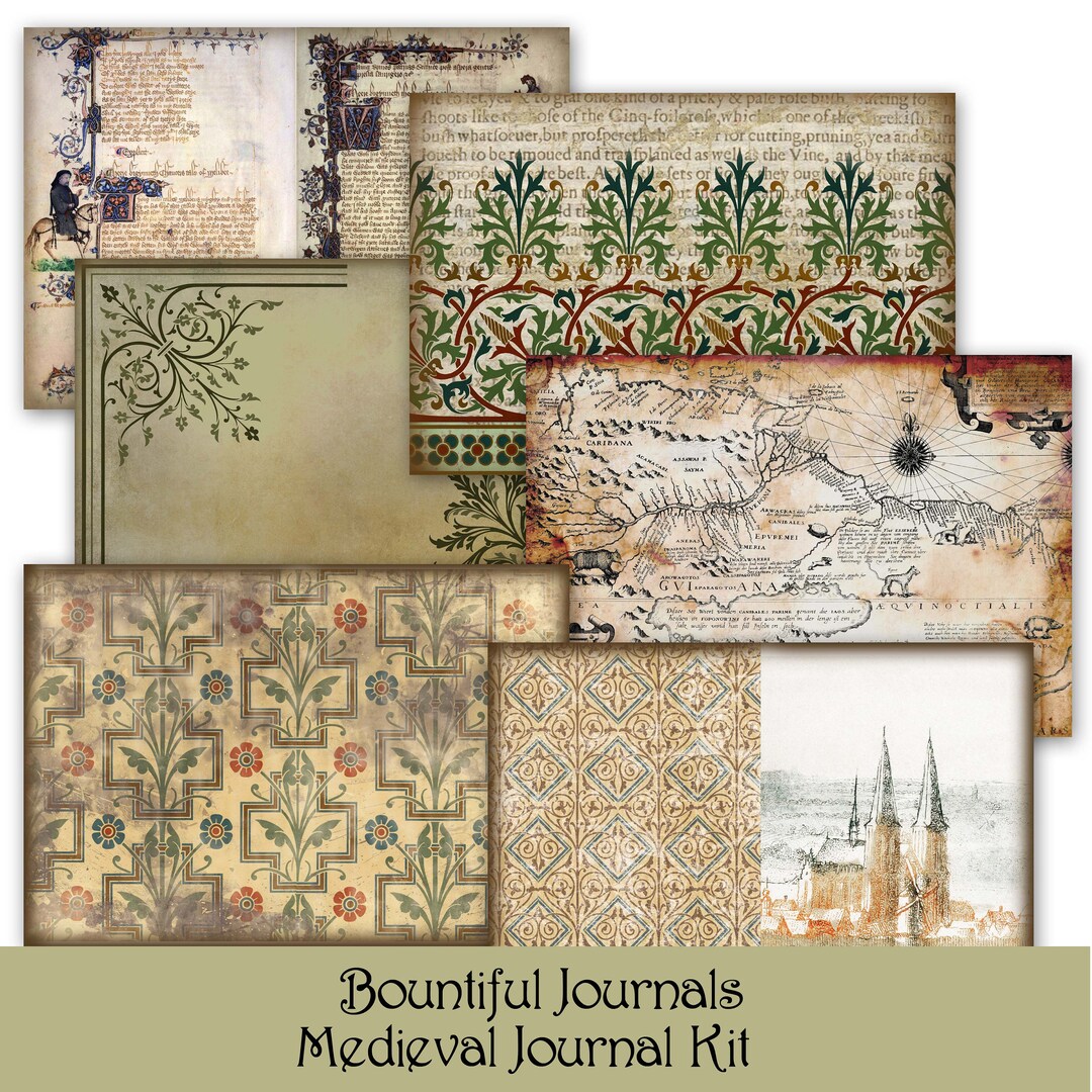 Medieval Digital Journal Kit Middle Ages Chivalry Heraldry Castles - Etsy