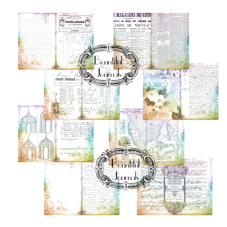 Tinted Vintage Ephemera Backgrounds Kit - Etsy