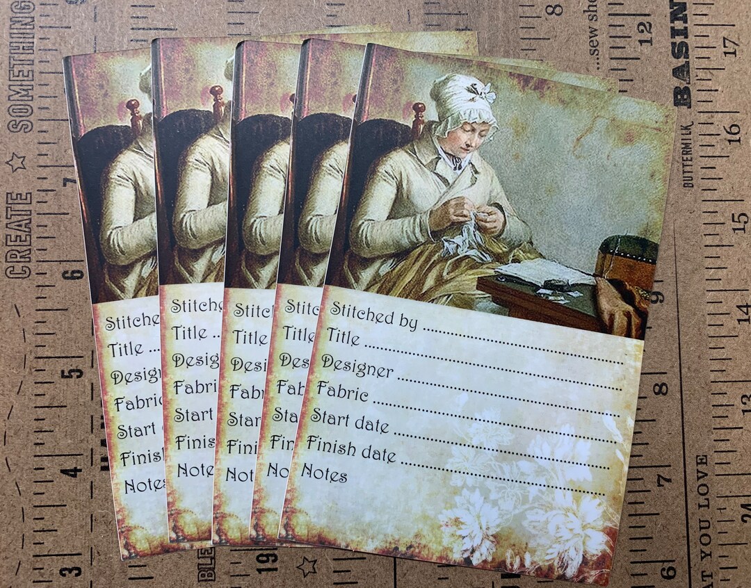 Cross Stitch Project Label Sticker Set of 5 Adhesive Labels Vintage ...