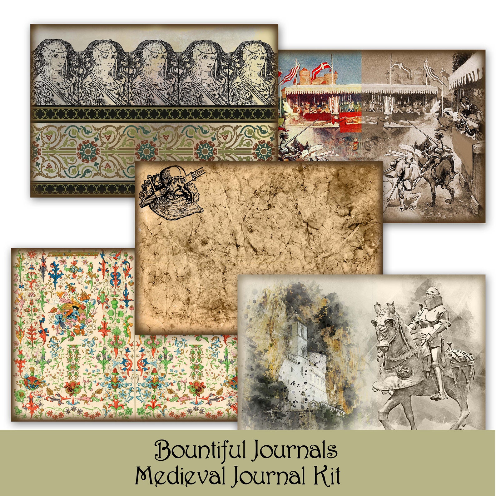 Medieval Digital Journal Kit Middle Ages Chivalry Heraldry - Etsy