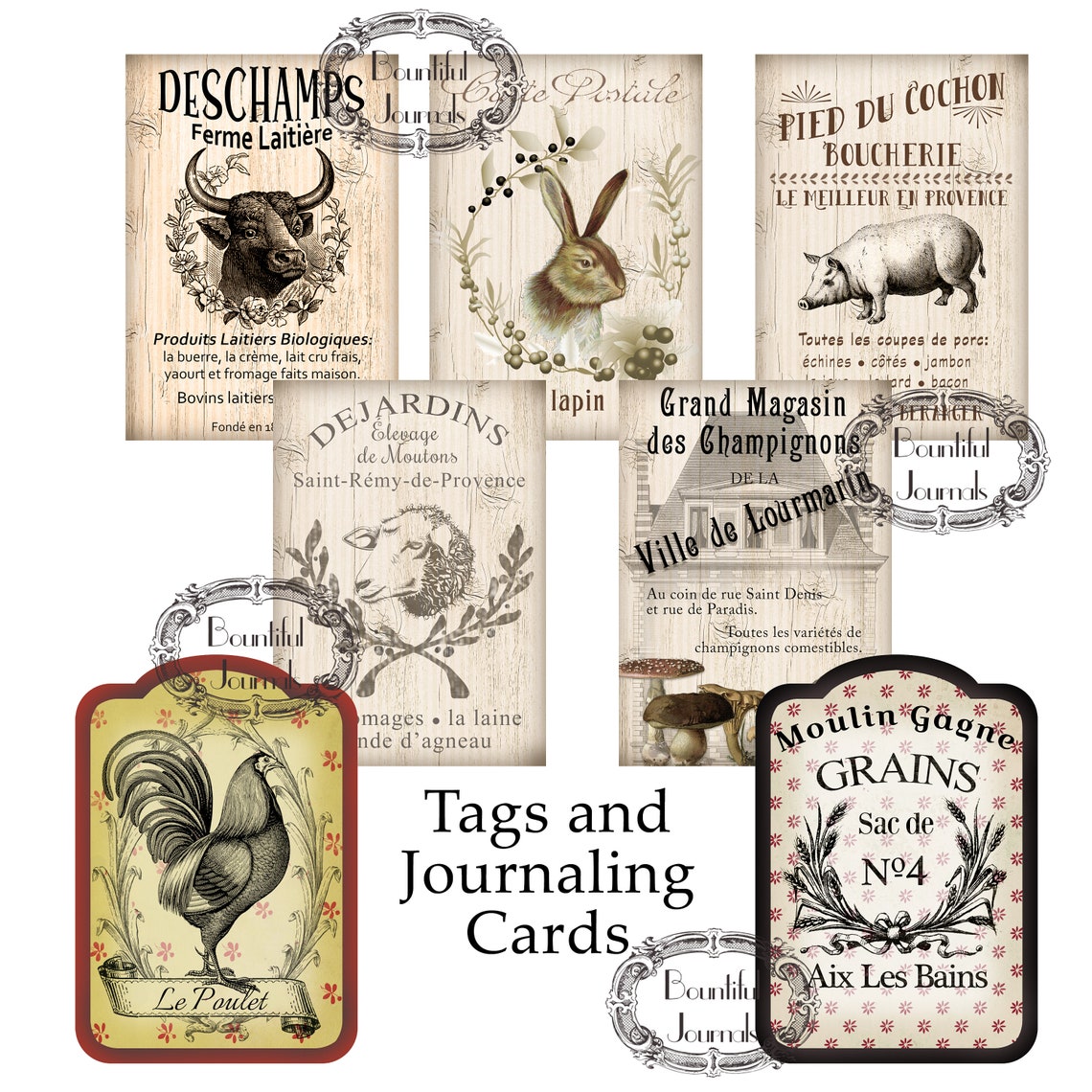 French Country Digital Journal Backgrounds Kit; Junk Journals; France ...