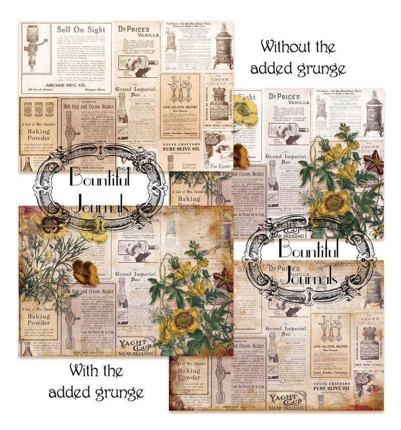 Layered Vintage Ephemera Journal Backgrounds Digital Download - Etsy