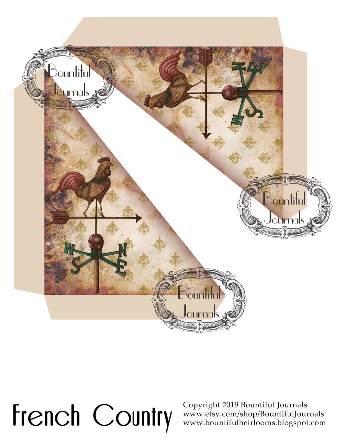 French Country Digital Journal Backgrounds Kit; Junk Journals; France ...