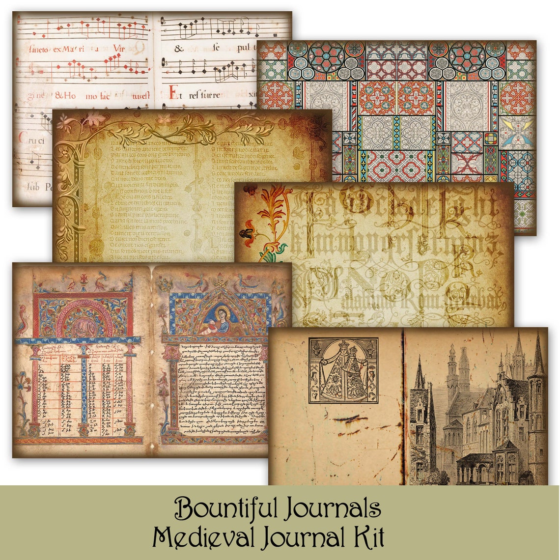 Medieval Digital Journal Kit Middle Ages Chivalry Heraldry Castles - Etsy