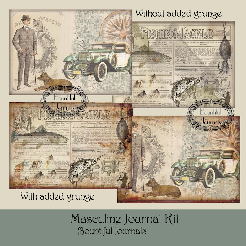 Vintage Masculine Journal Kit Digital Download - Etsy