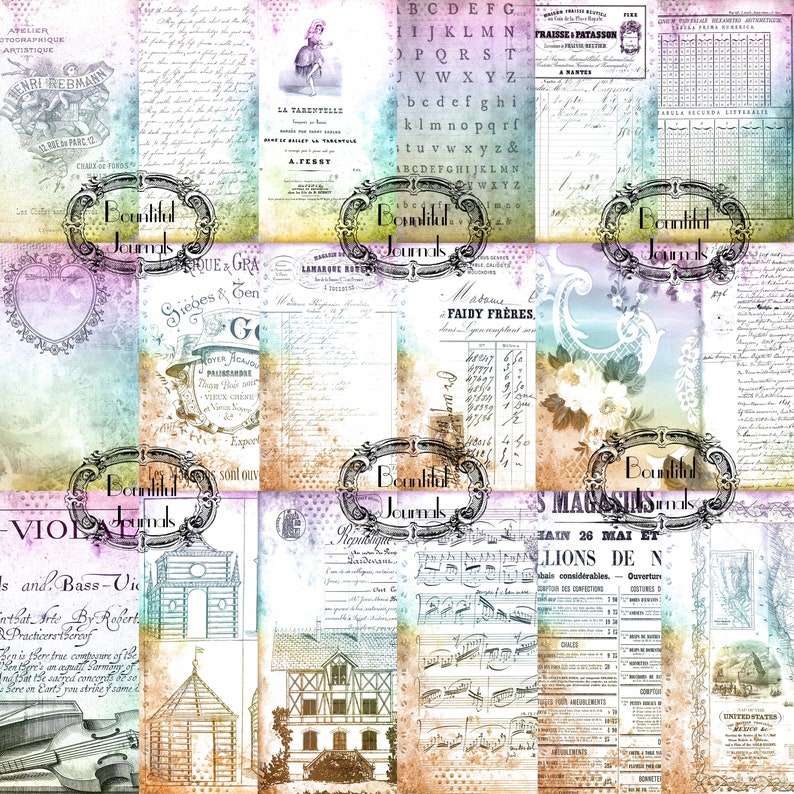 Tinted Vintage Ephemera Backgrounds Kit - Etsy