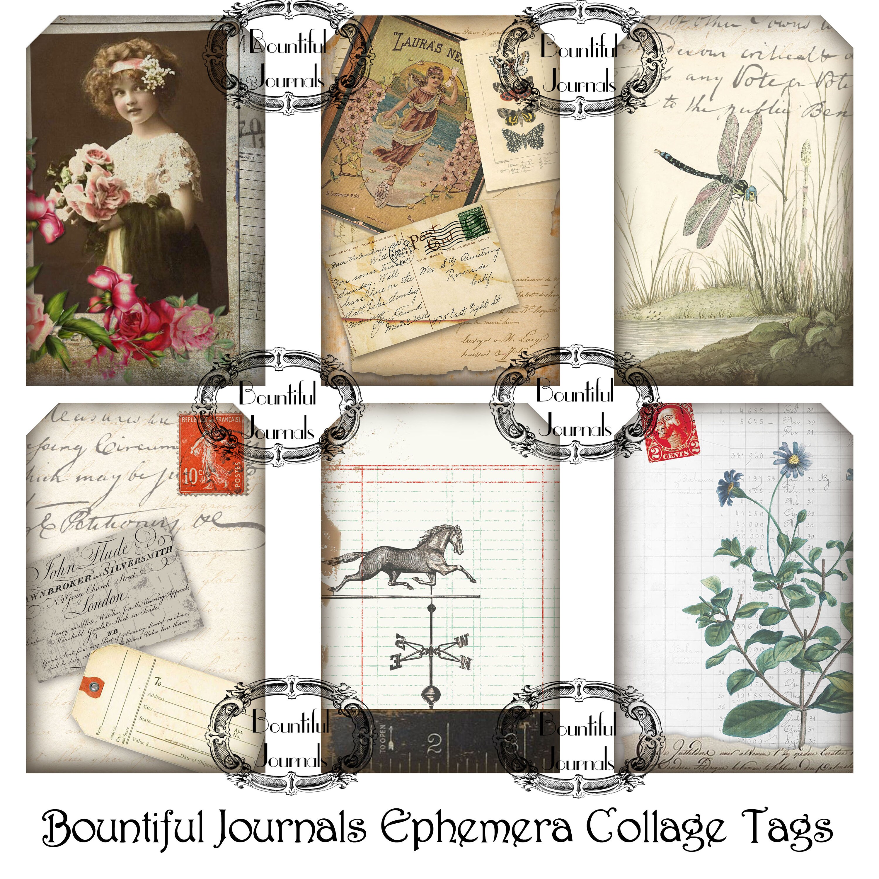 Vintage Ephemera Collage Digital Kit Junk Journal Printables - Etsy