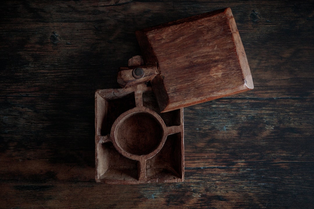 Old Wooden Spice Mix Box, Hand Crafted Herb With 5 Compartments, Rustic ...