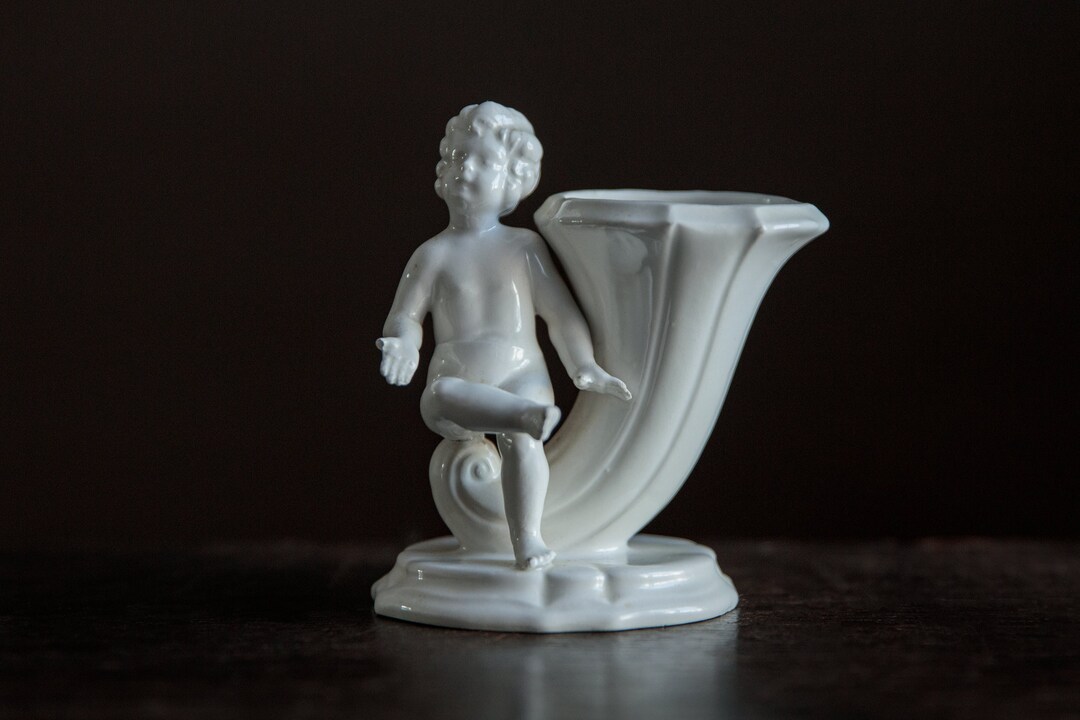 Vintage Italian Putti With Cornucopia Figurine, Ceramic Statuette ...