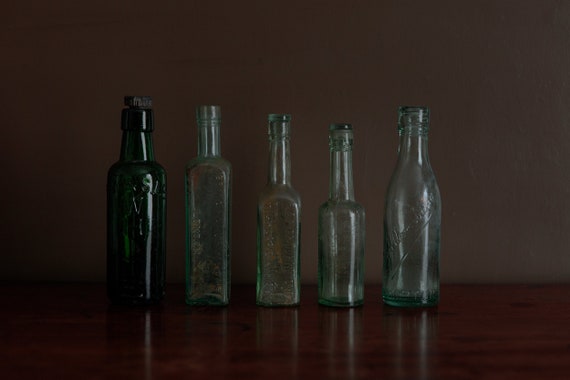 Vintage Glass Bottle Collection Set of 5 Old Bottles Rustic - Etsy
