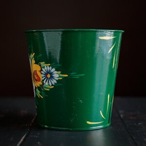 Vintage Hand Painted Bucket, Folk Art Wastepaper Bin, Colourful Floral ...