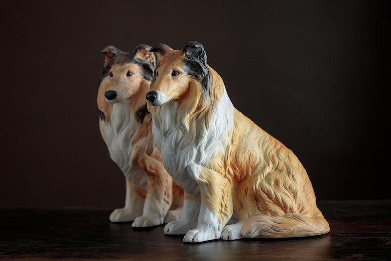 Rare - Vintage James Skerrett Hand Painted Ceramic Collie Sculptures ...