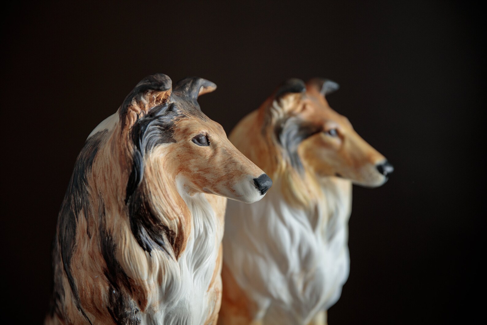 Rare - Vintage James Skerrett Hand Painted Ceramic Collie Sculptures ...