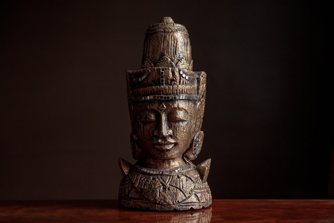 Vintage Bejewelled Sculpture, Gilded Zen Buddha Statuette, Eclectic ...