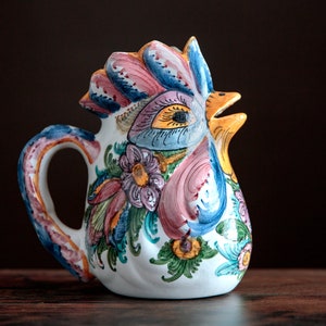 Vintage Ceramic Water Jug, Hand Painted Studio Pottery, Colourful Home ...