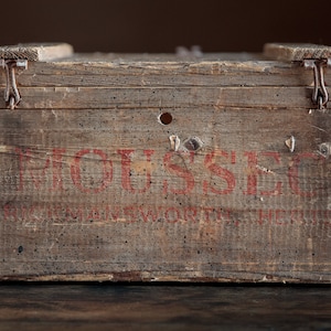 Vintage Moussec Wooden Box, Hand Made Rustic Storage Chest, Farmhouse ...