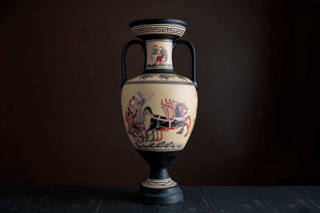 Large Vintage Grecian Vase, Greek God Helios, Ancient Mythology ...