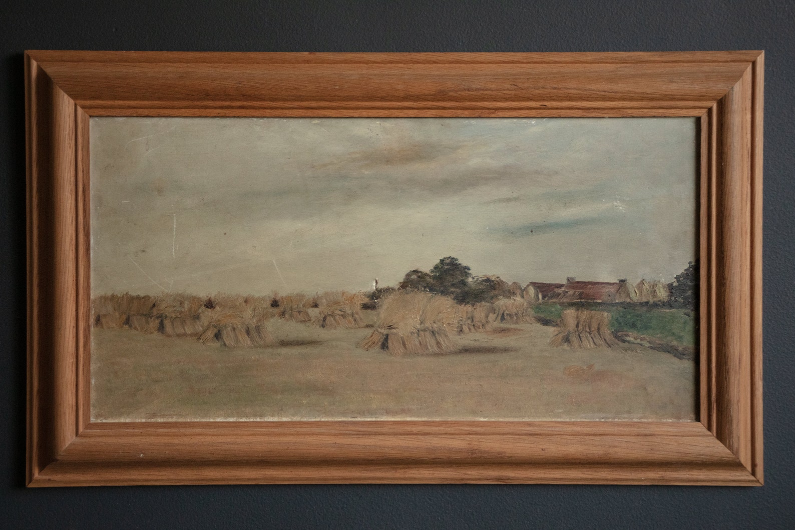 Old Original Haystacks Painting Rustic Rural Landscape - Etsy