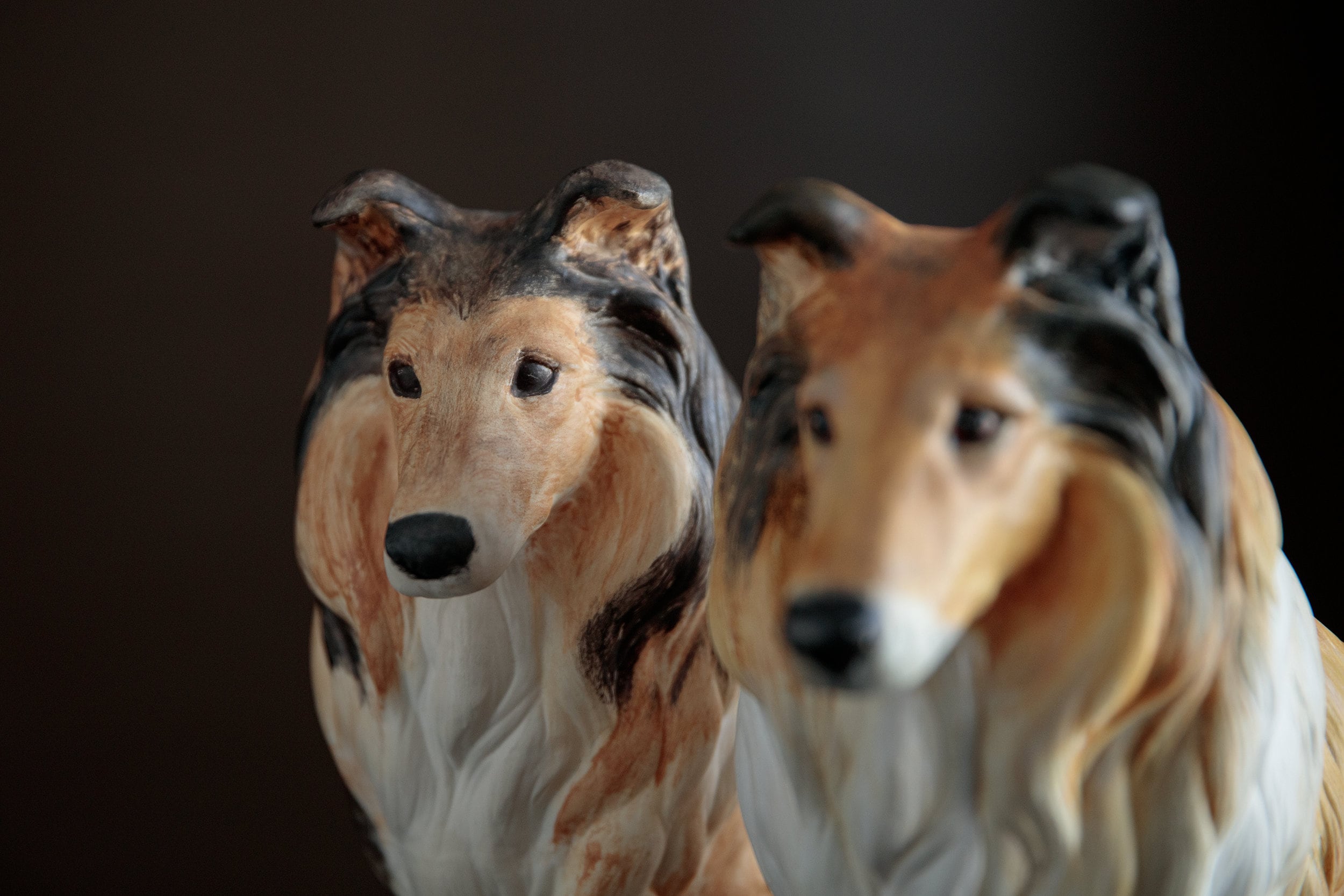 Rare - Vintage James Skerrett Hand Painted Ceramic Collie Sculptures ...