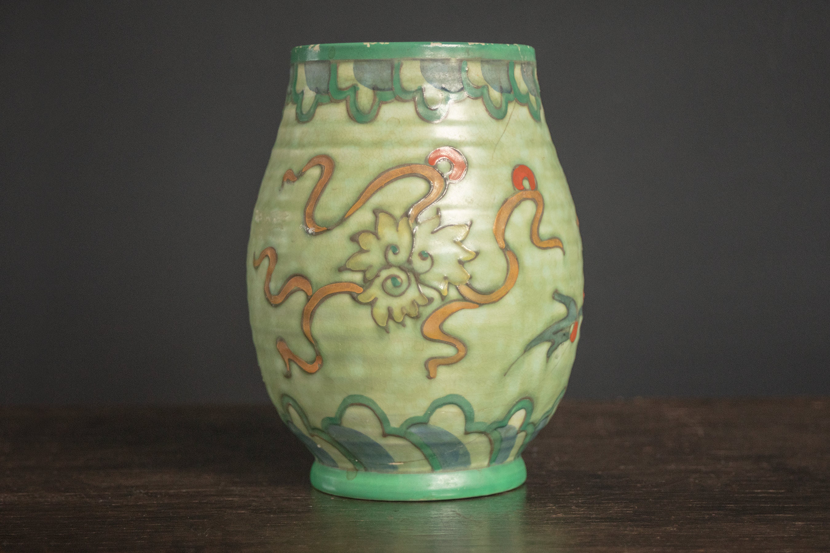 Wabi Sabi Manchu Dragon vase by Charlotte Rhead for Crown | Etsy