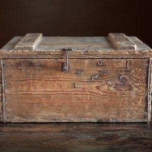 Vintage Moussec Wooden Box, Hand Made Rustic Storage Chest, Farmhouse ...