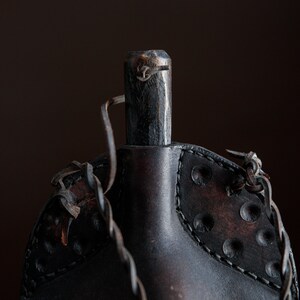 Antique Leather and Wood Bottle, Travellers Flask, Primitive Home Decor ...