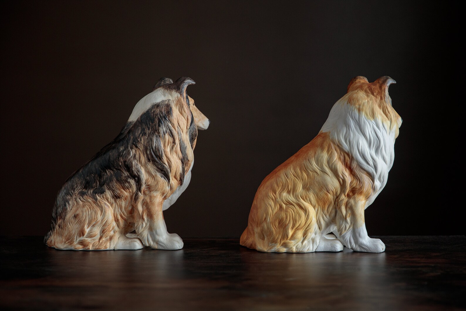 Rare - Vintage James Skerrett Hand Painted Ceramic Collie Sculptures ...