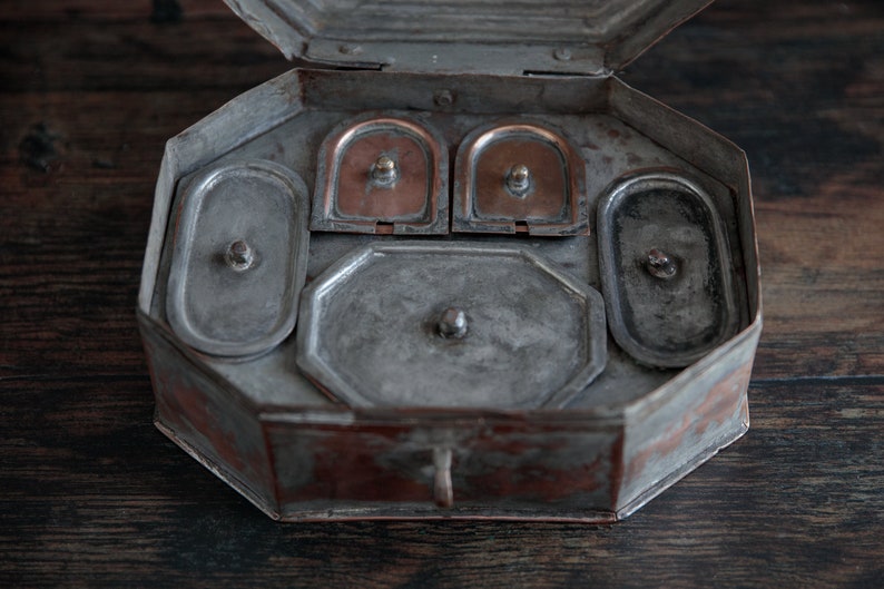 Old Compartmentalised Paan Daan Box Tinned Copper Storage - Etsy