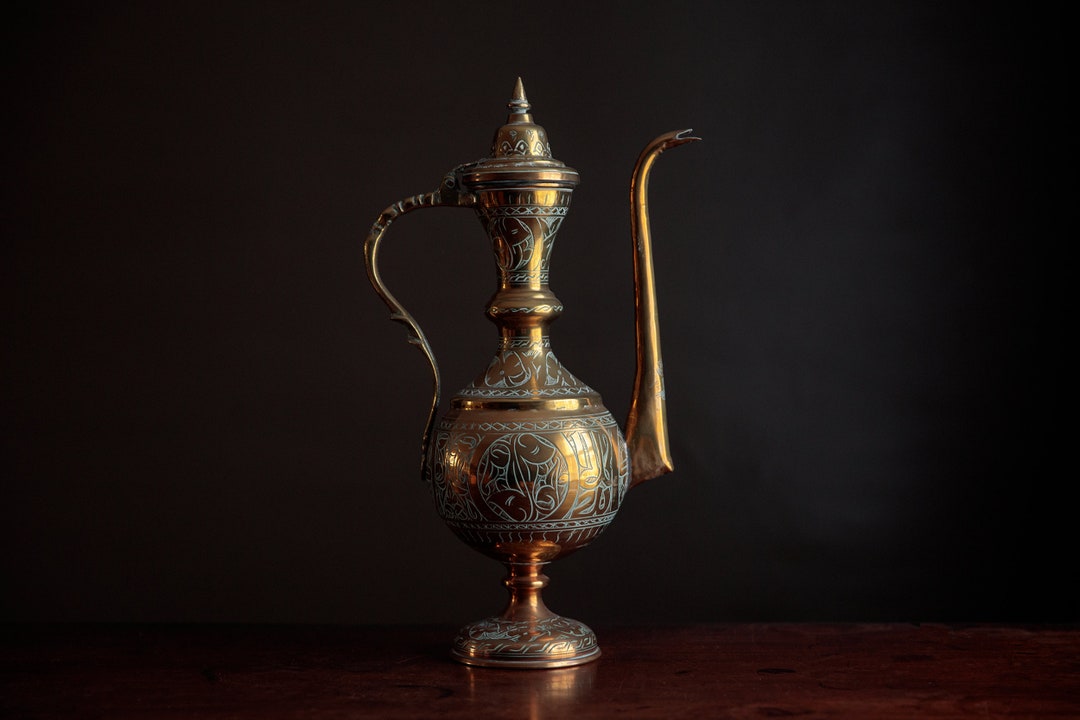 Vintage Brass Ewer, Middle Eastern Aftaba Jug, Traditional Home Decor ...