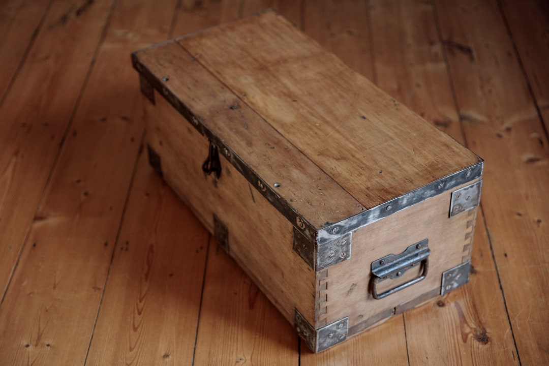 Vintage Pine Wood Storage Chest, Rustic Home Organisation, Classic ...