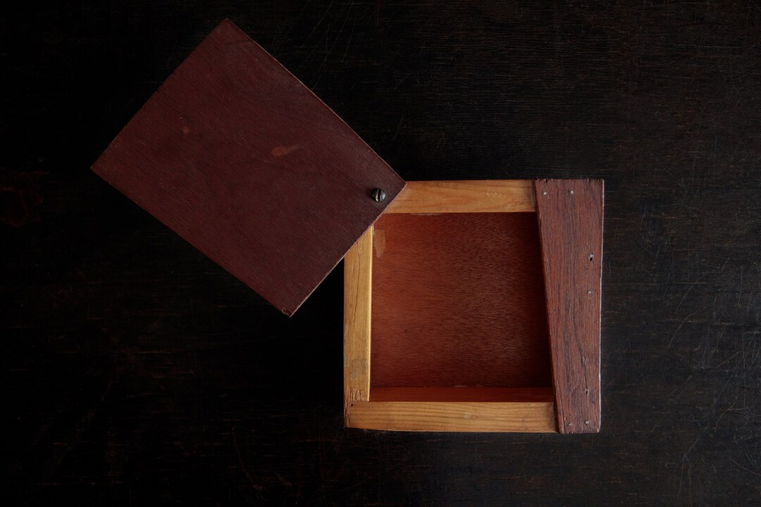 Vintage Hand Made Wooden Box With Rotating Lid, Eclectic Home Decor - Etsy