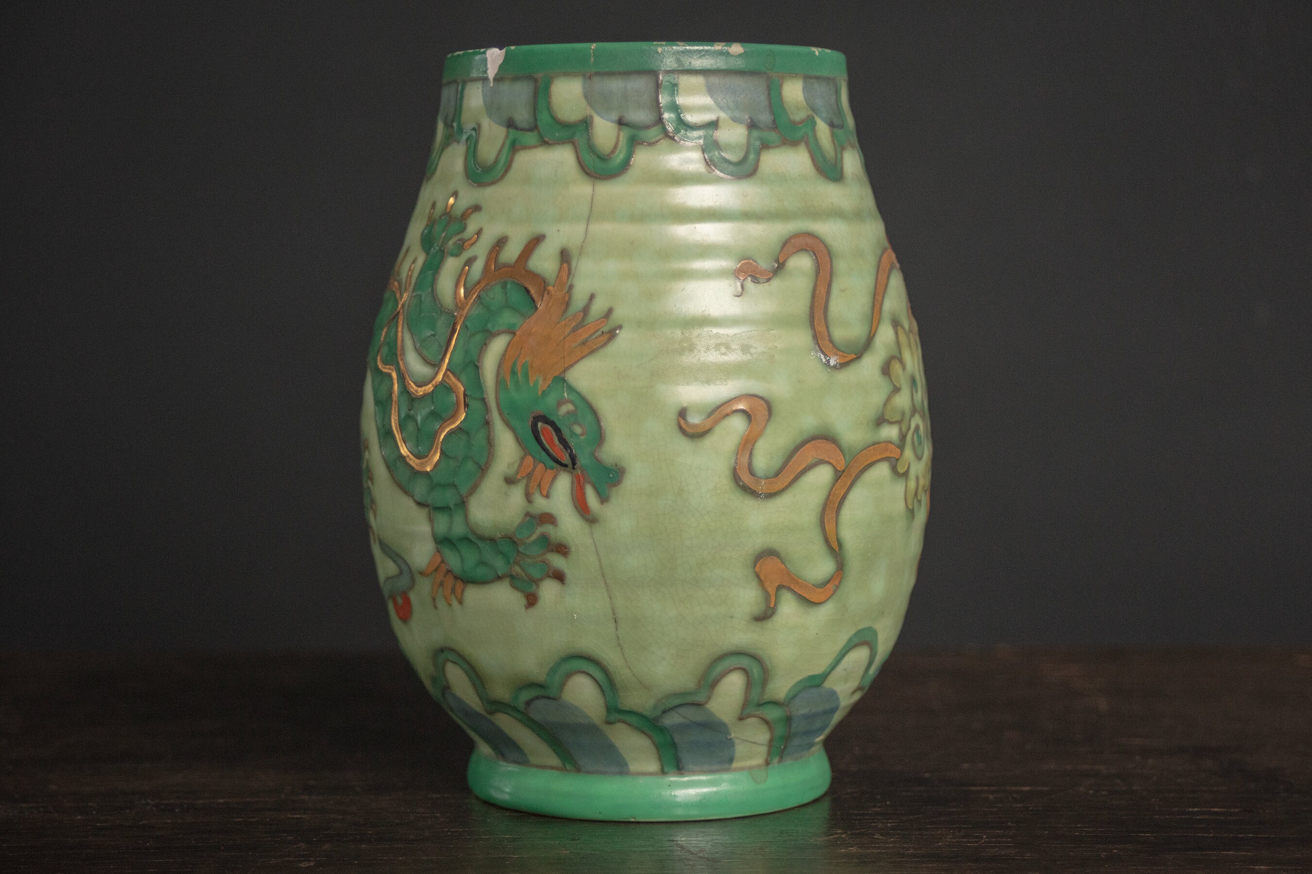 Wabi Sabi Manchu Dragon vase by Charlotte Rhead for Crown | Etsy