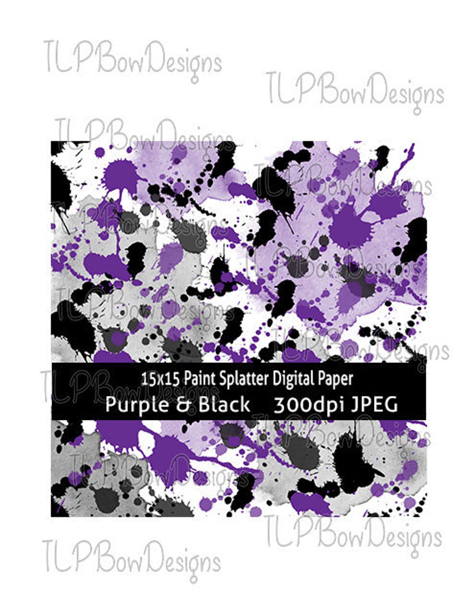 Paint Splatter-watercolor Mix Purple and Black Digital Background/paper ...