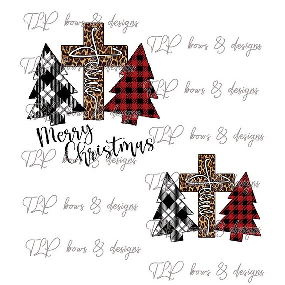 Cheetah Cross With Jesus Buffalo Plaid Trees Merry | Etsy