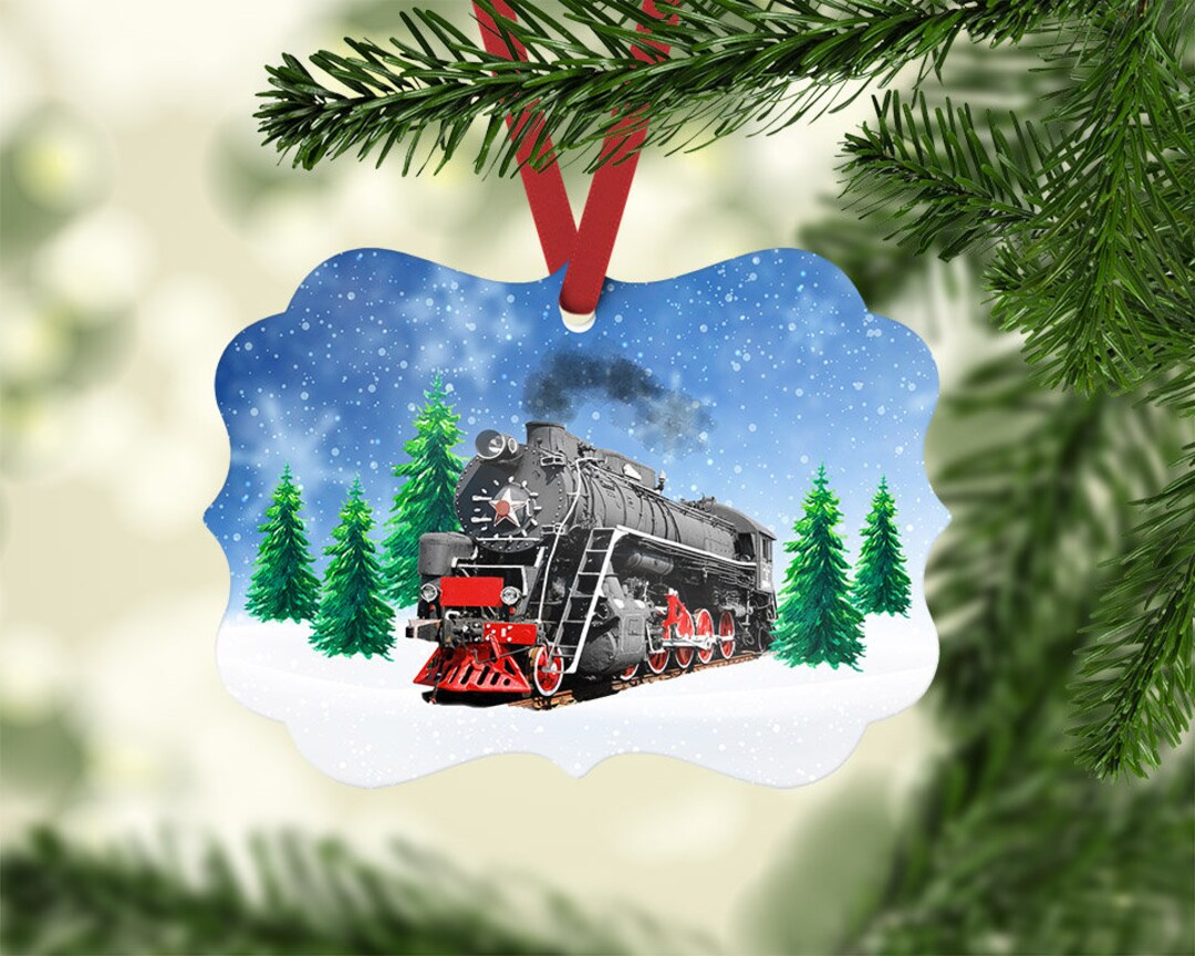 Steam Train Winter Ornament Design Sublimation Template PNG File ...