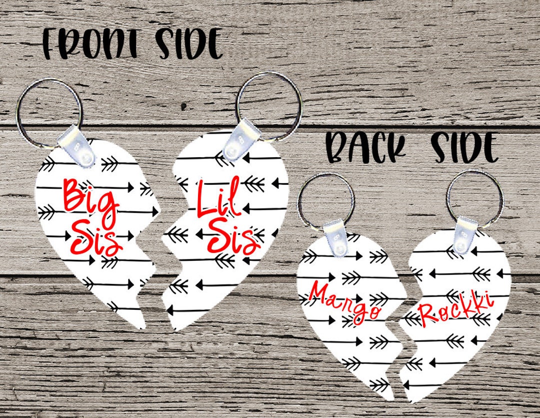 Big Sis Lil Sis 2 Part Heart Initials/name to Be Added sublimation ...