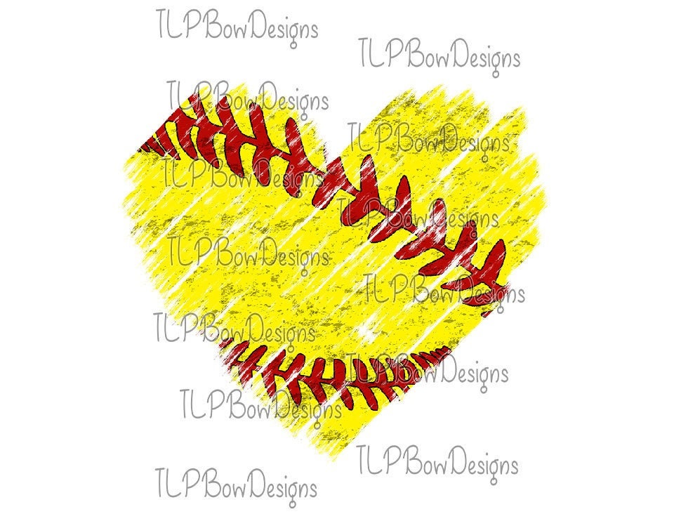 Distressed Softball Heart-add Wording to Support Your Team - Etsy