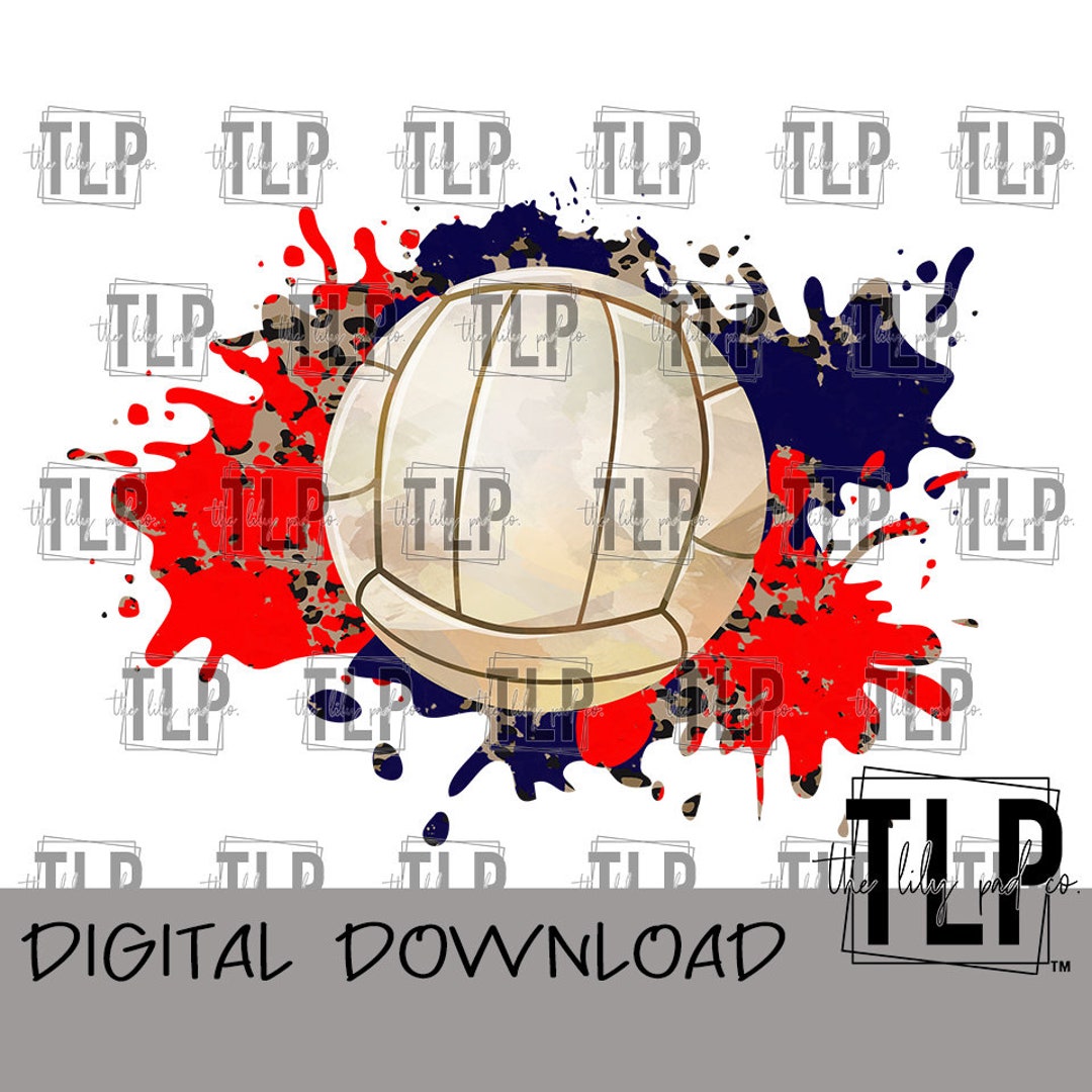 Red Navy Cheetah Splatter Volleyball Sublimation Printable File- Add ...