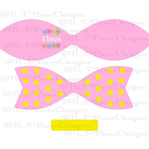 Minime Style Bow Template**conversation Heart Pink and Yellow Polka Dot ...