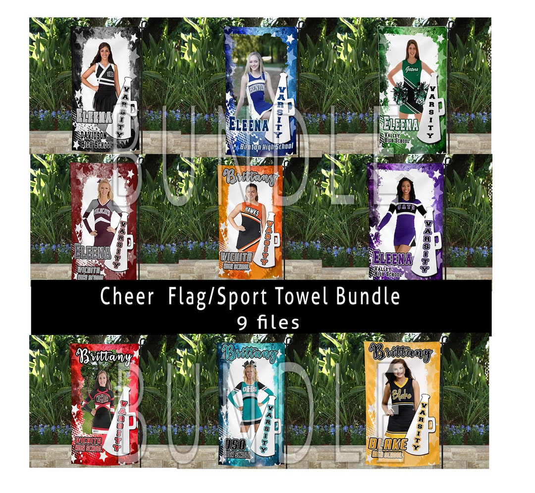 Cheer Spirit Garden Flag BUNDLE- 9 FILES-- Add Your Picture- PNG File ...