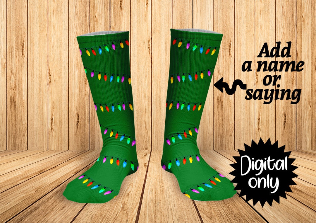 Christmas Lights Sock Template Download - ADD Your Own Text or Saying ...