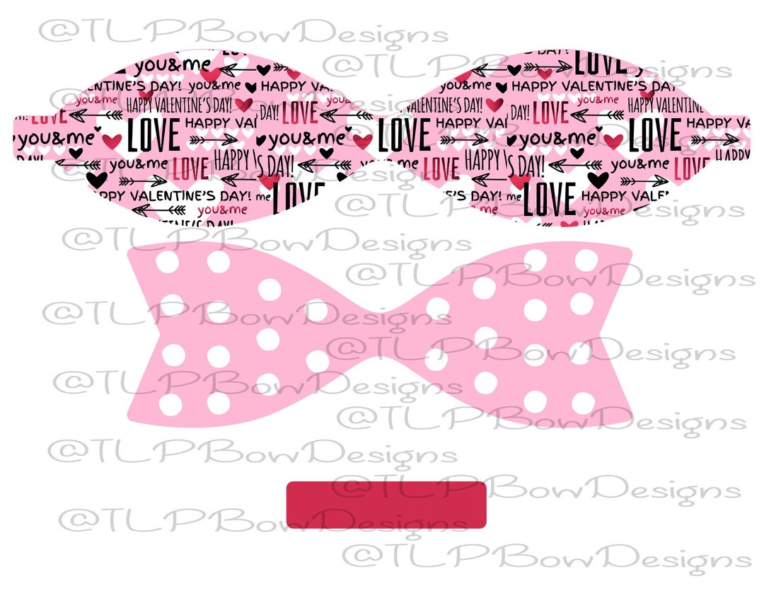 Minime Style Bow Template**love Wordart Pink Polka -sublimation ...