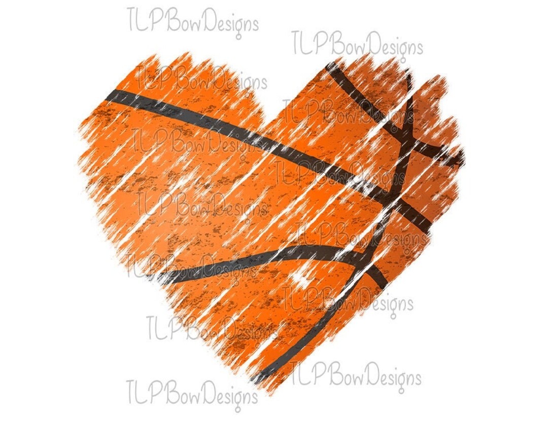 Distressed Basketball Heart-add Wording to Support Your Team- PNG File ...