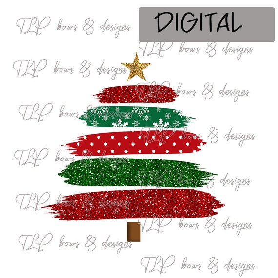 Brush Stroke Christmas Tree PNG File Download Sublimation | Etsy