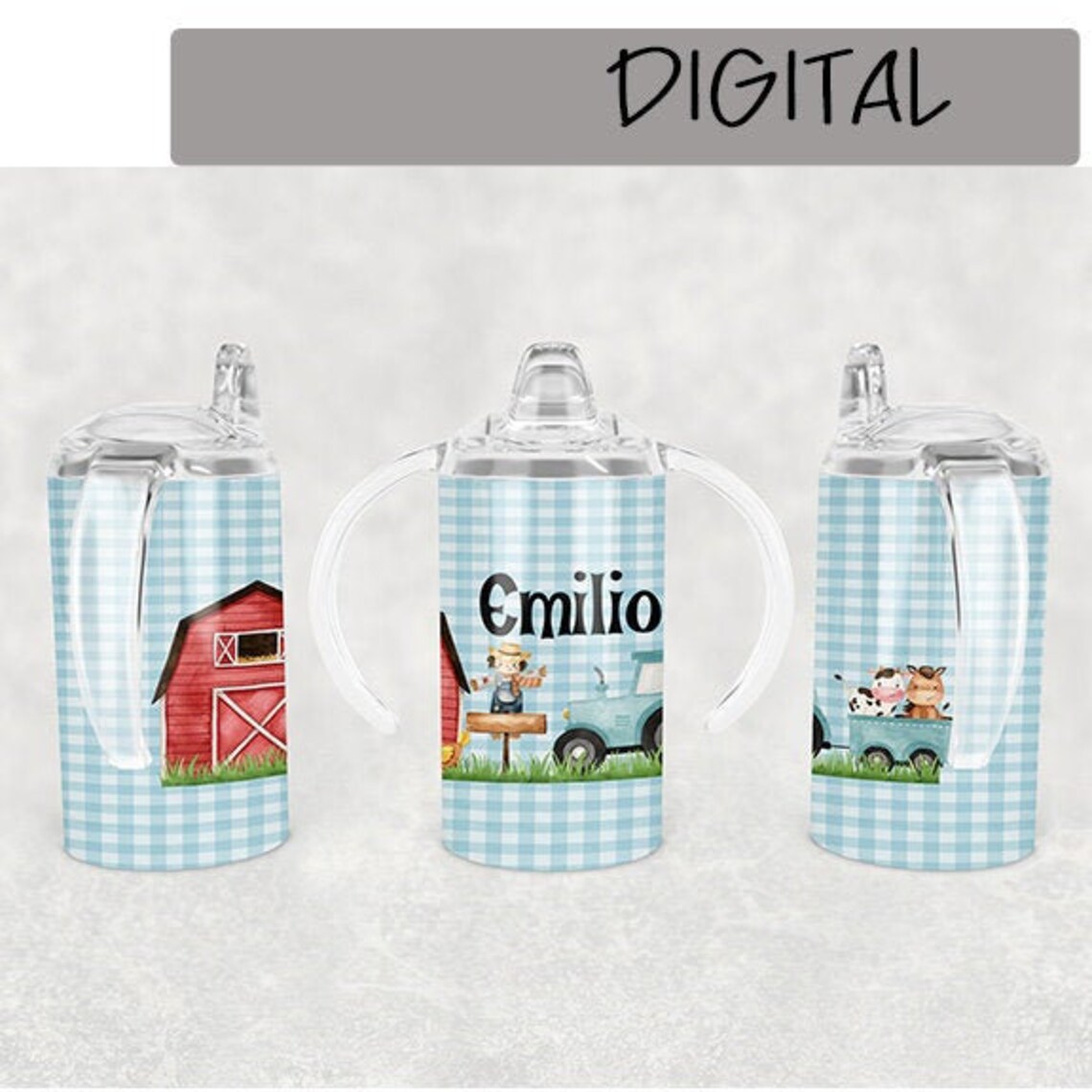 Boy Farm Themed Sippy Cup Download Sublimation PNG - Etsy