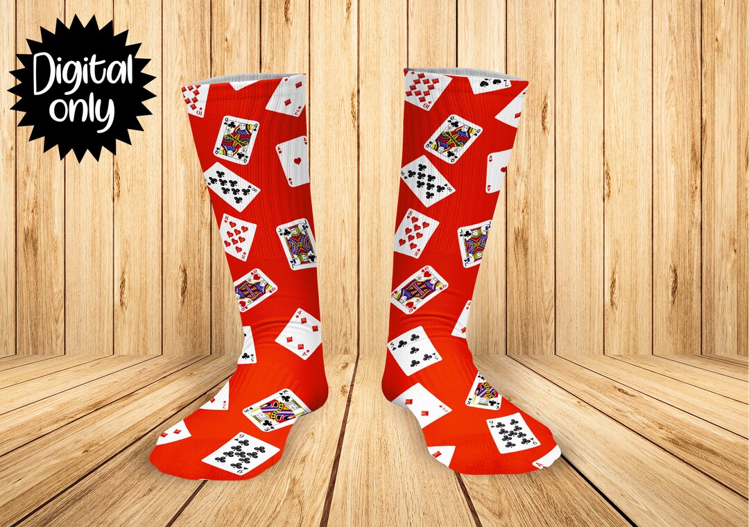 Playing Cards Red Background -print Sock Sublimation PNG DOWNLOAD - Etsy
